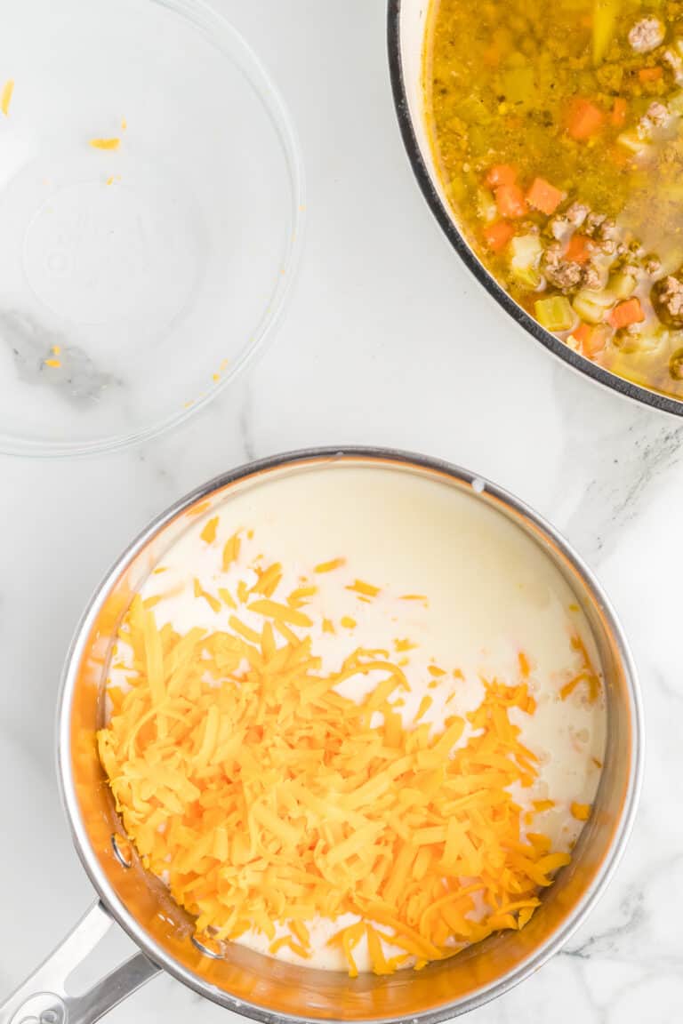 Healthy Cheeseburger Soup with Bone Broth + without Velveeta - Boots & Hooves Homestead